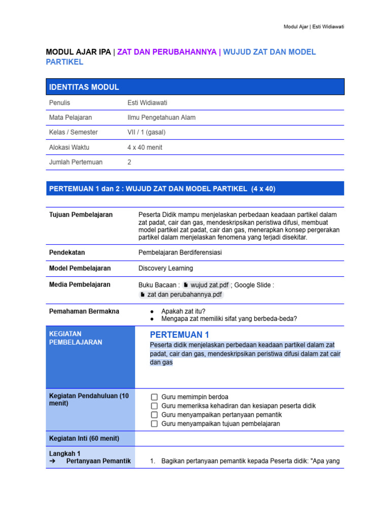 Modul Ajar Ilmu Pengetahuan Alam (IPA) - Mengenal Partikel Dan ...