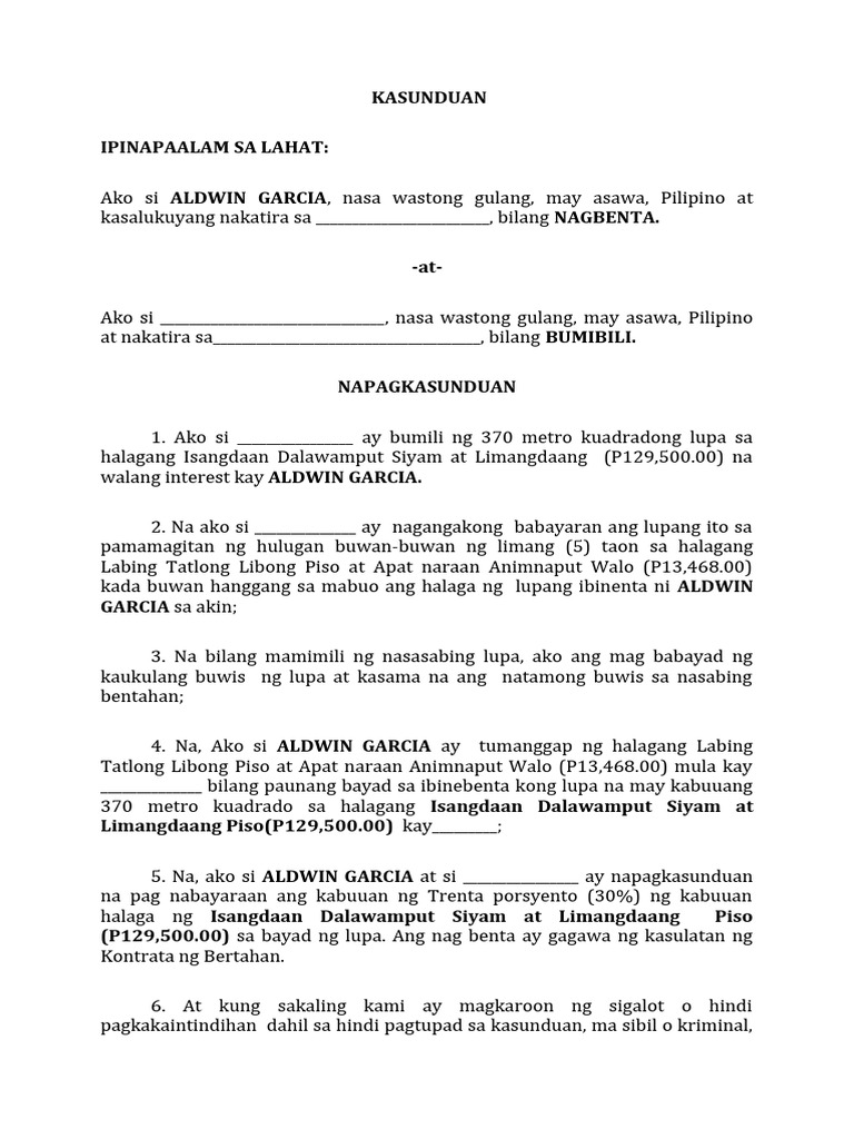Garcia Kasunduan | PDF
