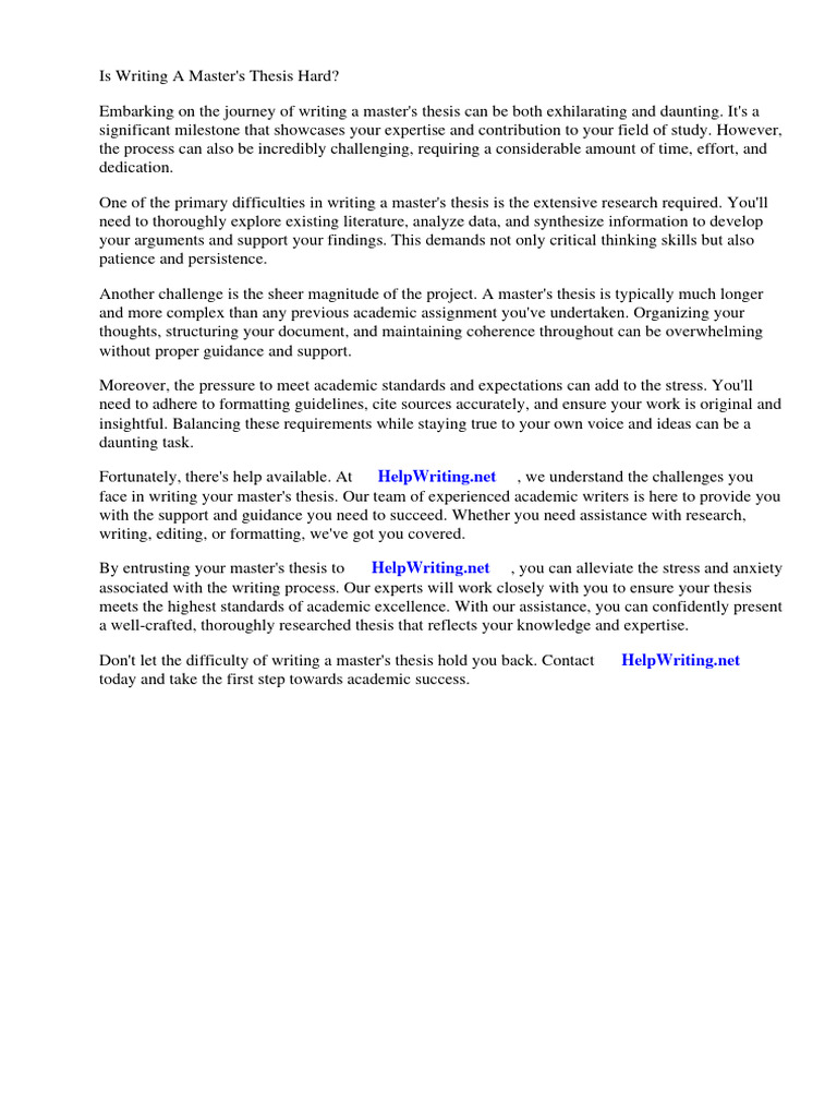 Is Writing A Masters Thesis Hard | PDF | Thesis | Essays