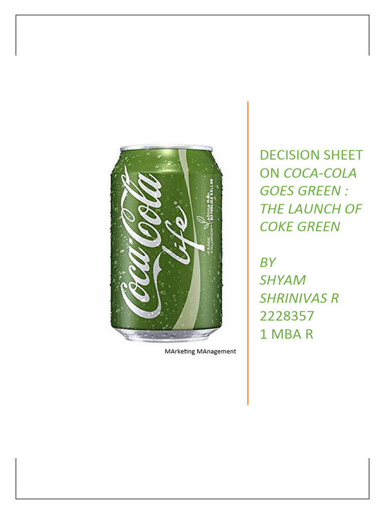 Coca Cola Decision Sheet | PDF | Coca Cola | The Coca Cola Company