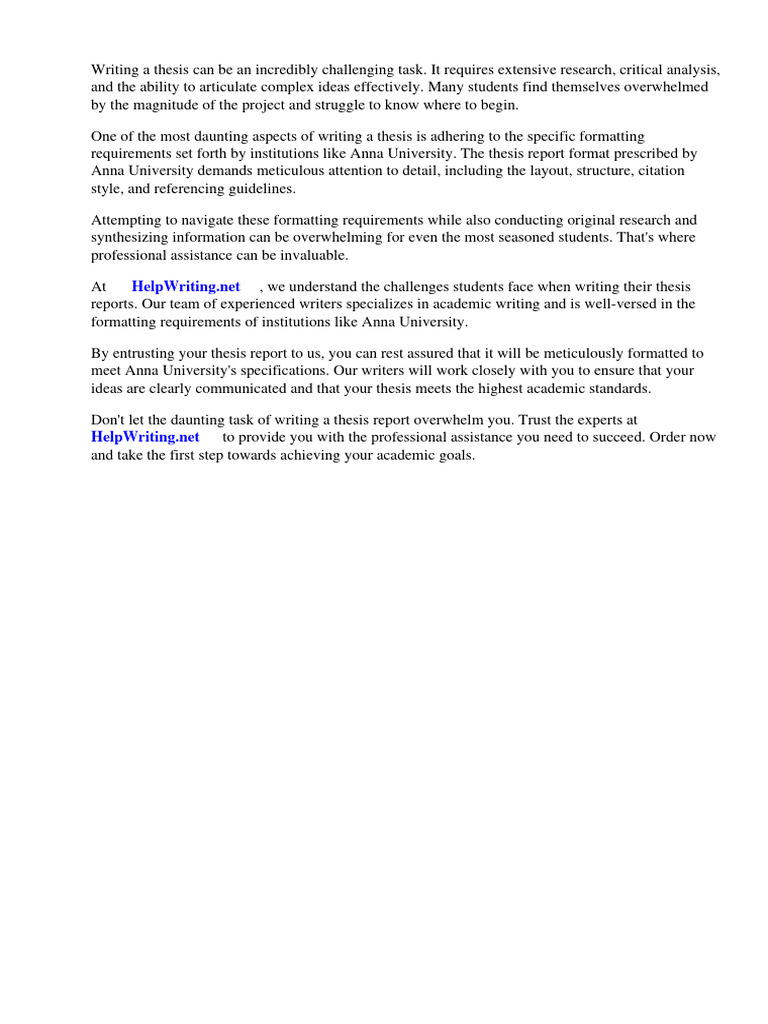 Anna University Thesis Report Format | PDF | Thesis | Doctor Of Philosophy