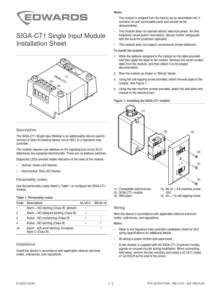 SIGA-CT1 Module Installation Guide | PDF