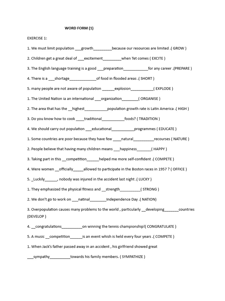 BT Word Form | PDF | Literacy