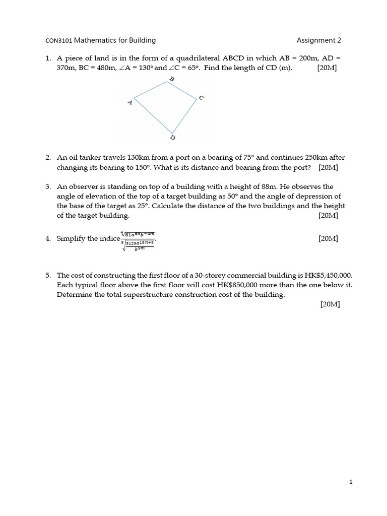 Building Mathematics Assignment 2 | PDF
