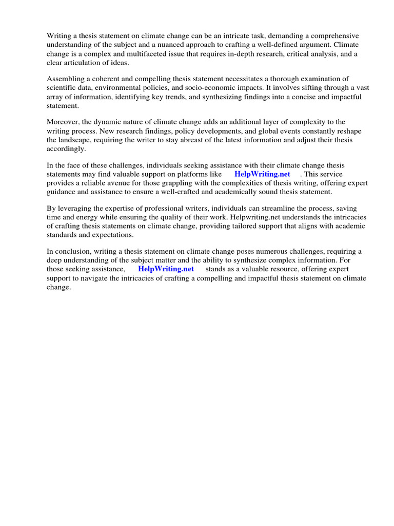 Thesis Statement Examples For Climate Change | PDF