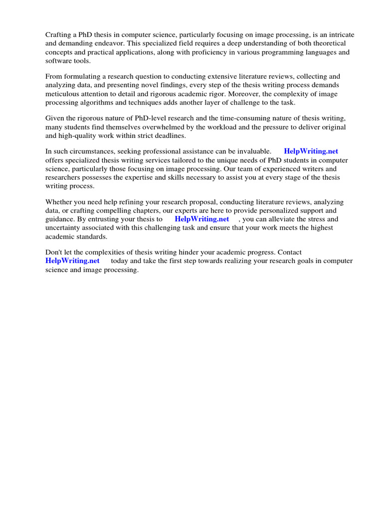 PHD Thesis in Computer Science Image Processing | PDF | Thesis | Doctor Of Philosophy
