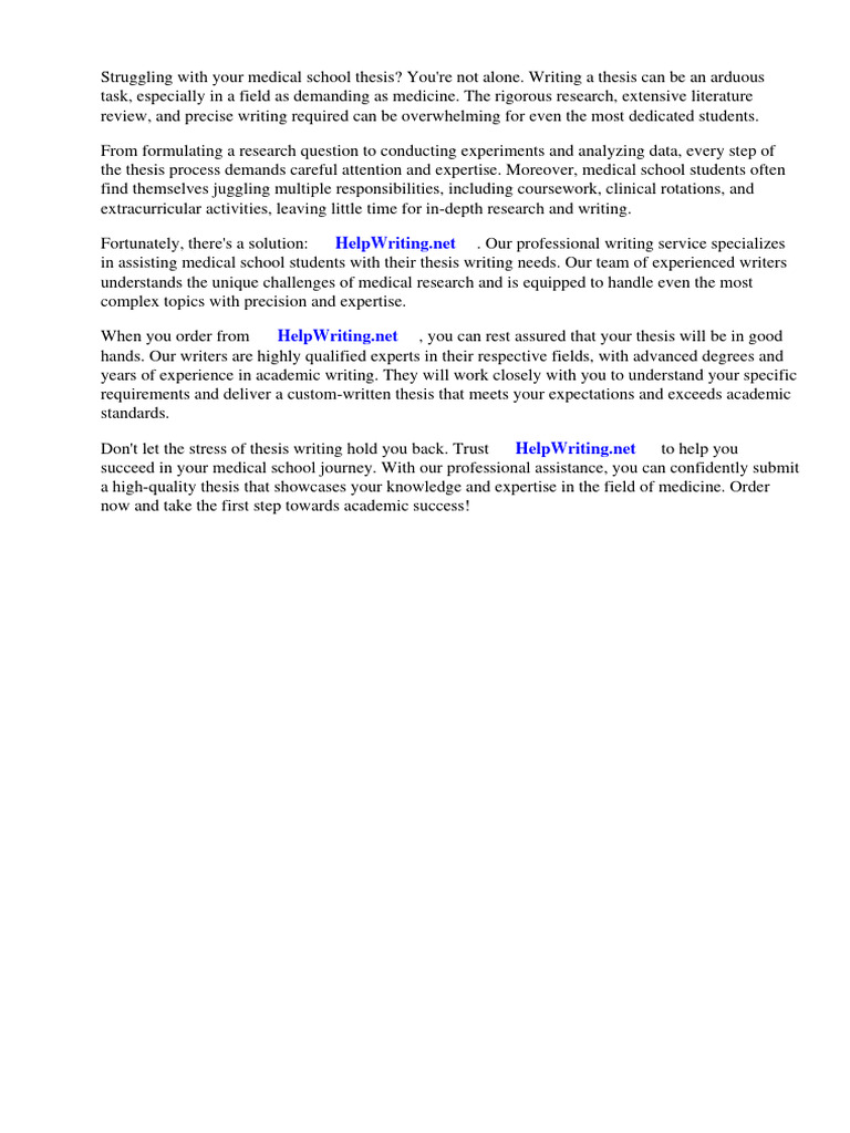 Thesis Medical School | PDF | Thesis | Essays