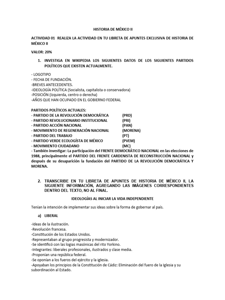ACT-01-HIST-MEX II-24-A | PDF | Gobierno