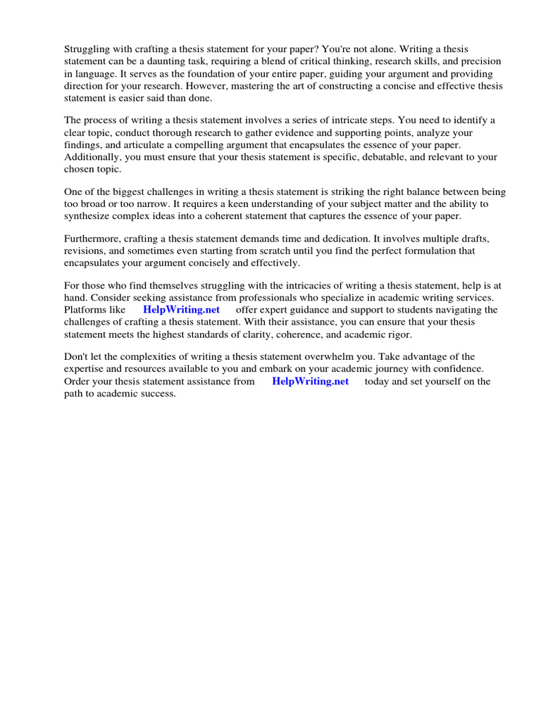 Writing A Thesis Statement For A Paper | PDF | Essays | Thesis