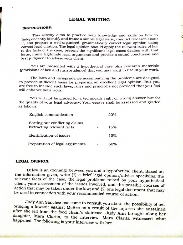 Legal Writing Activity | PDF