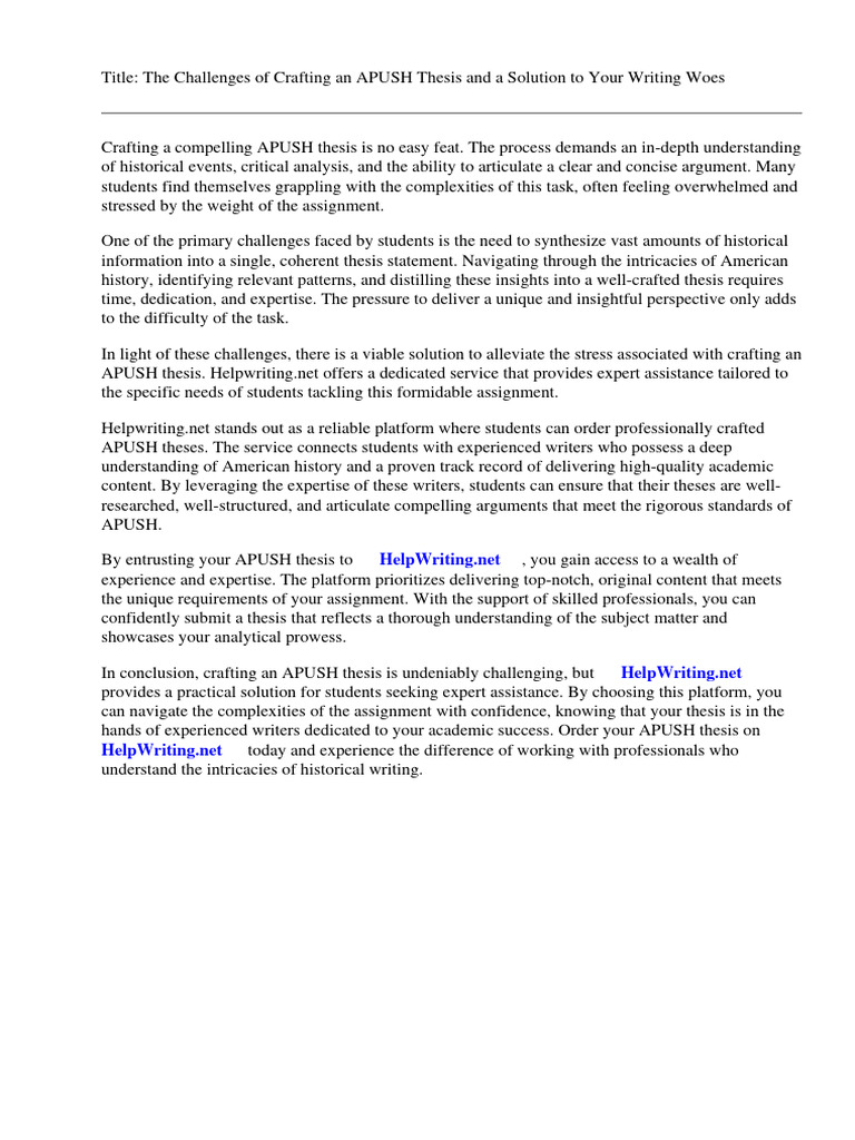 Apush Thesis Tips | PDF | Essays | Thesis