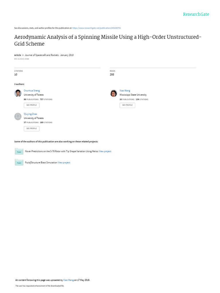 Sheng - Aerodynamic Analysis of A Spinning Missile Using A High-Order ... Sheng - Aerodynamic Analysis of A Spinning Missile Using A High-Order ...