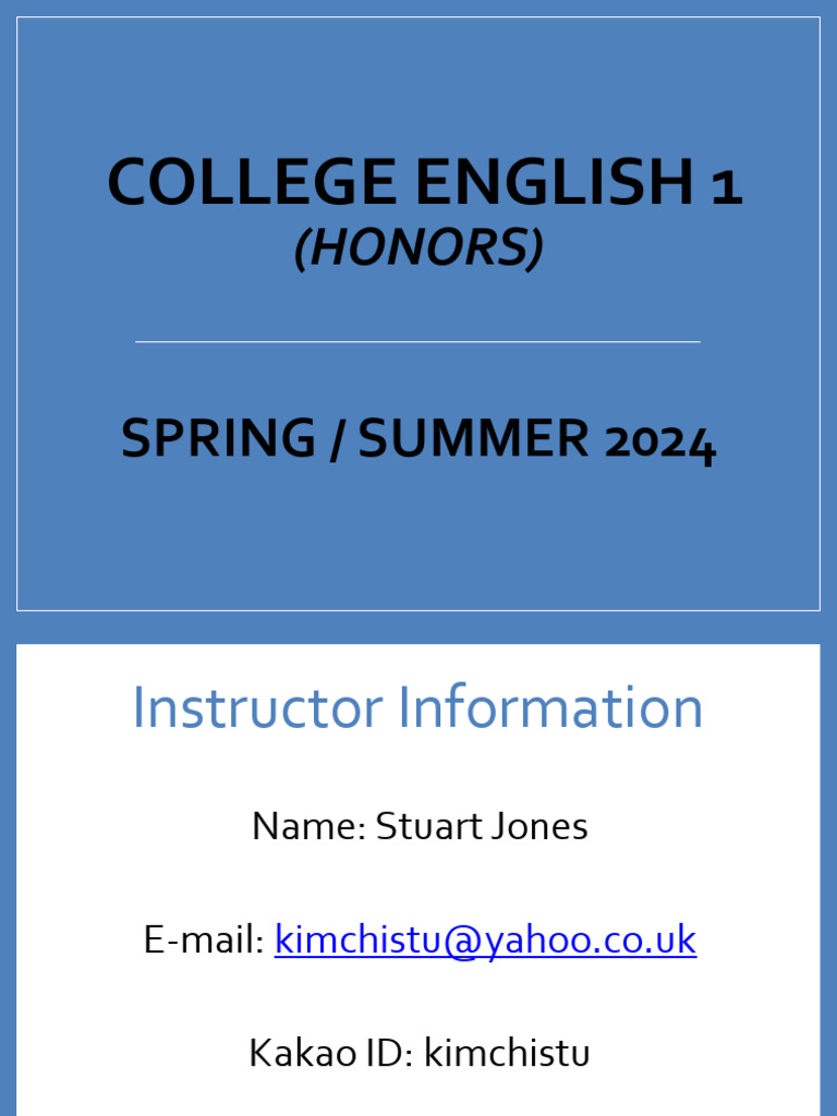 College English 1 Syllabus 2024 | PDF | Language Arts & Discipline