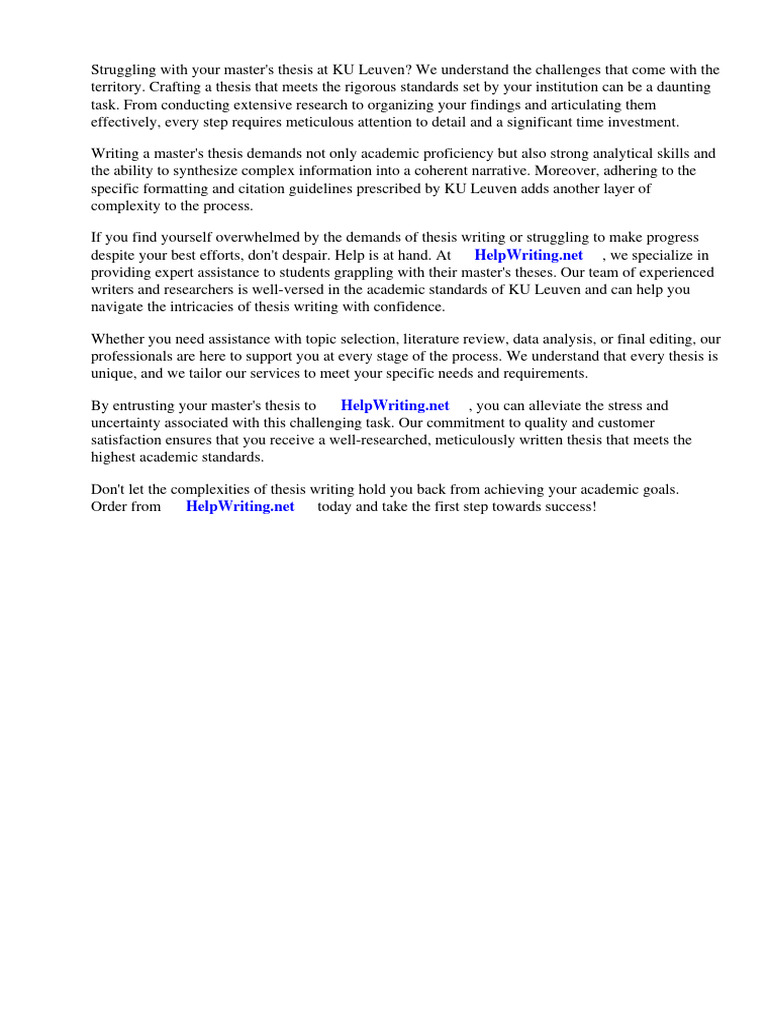 Master Thesis Kuleuven Voorbeeld | PDF | Thesis | Cognition