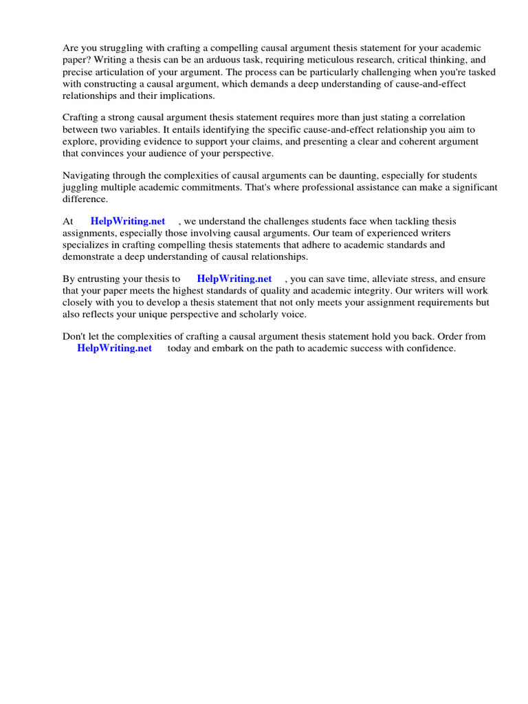 Causal Argument Thesis Statement | PDF | Essays | Causality