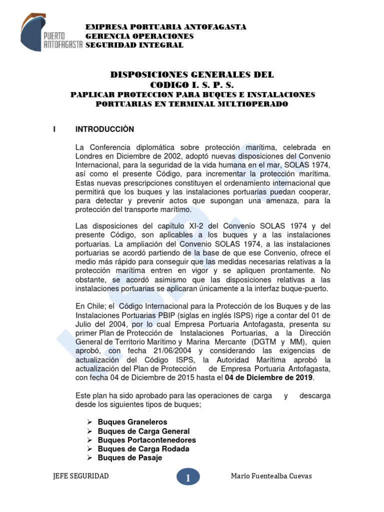 DISPOSICIONES - GENERALES Isps | PDF
