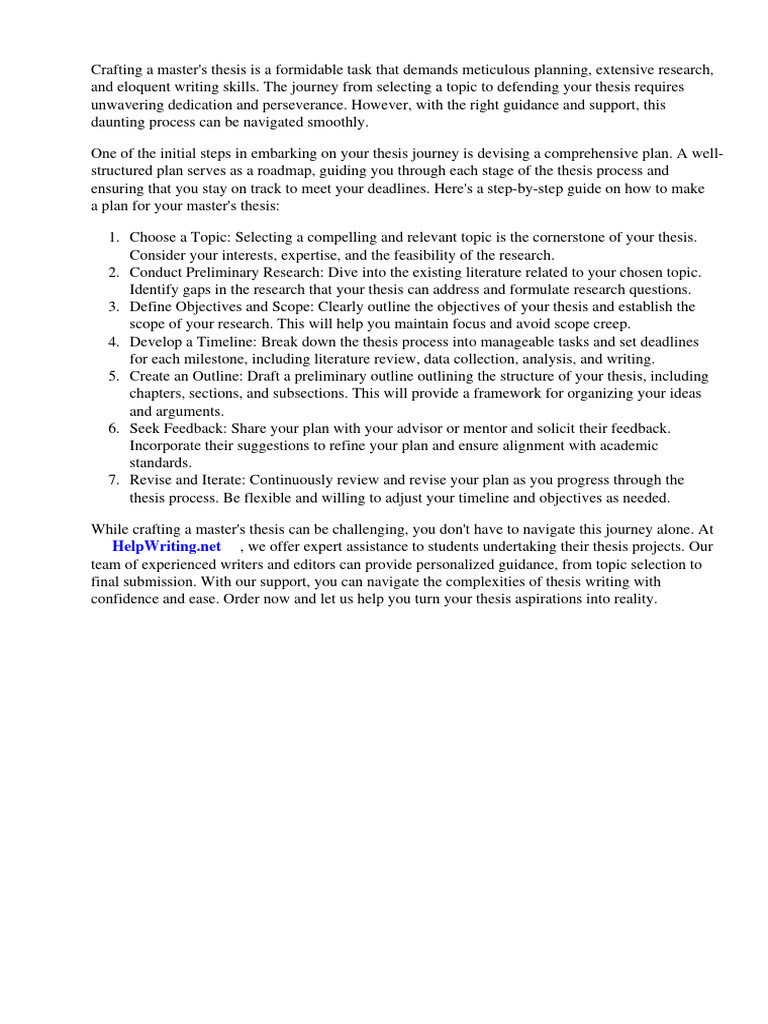 Master's Thesis Planning Guide | PDF | Thesis | Methodology