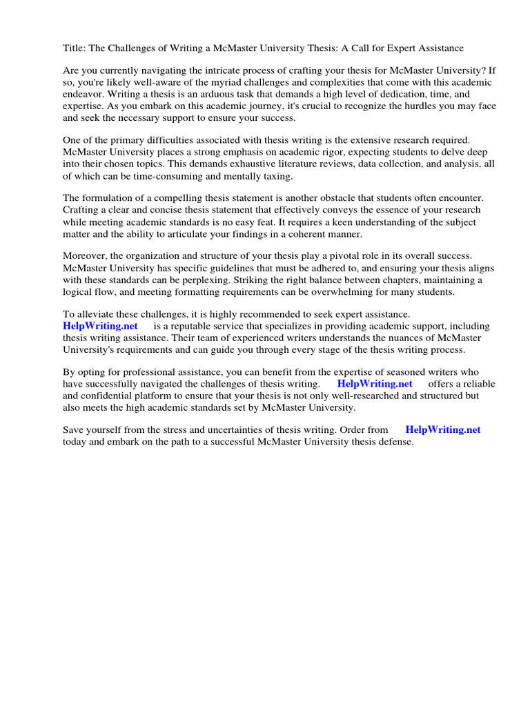 Mcmaster University Thesis Defense | PDF | Procurement | Business