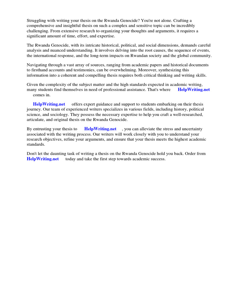 Thesis On Rwanda Genocide | PDF | Rwandan Genocide | Hutu