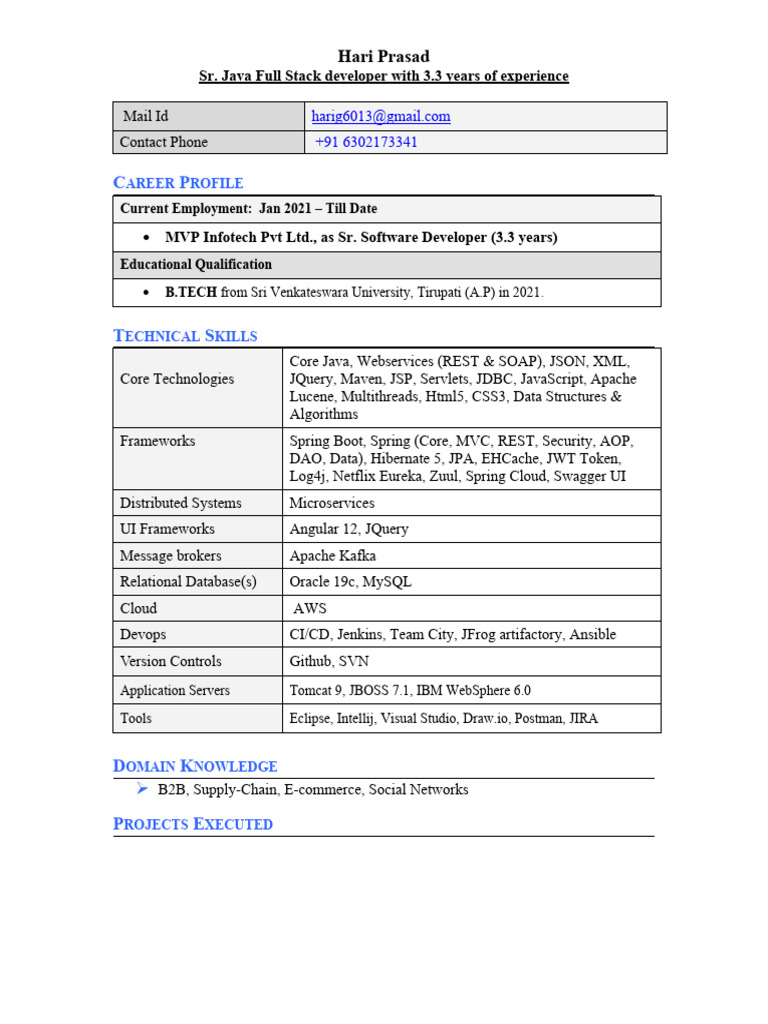 Chandra CV | Download Free PDF | Spring Framework | Software Design