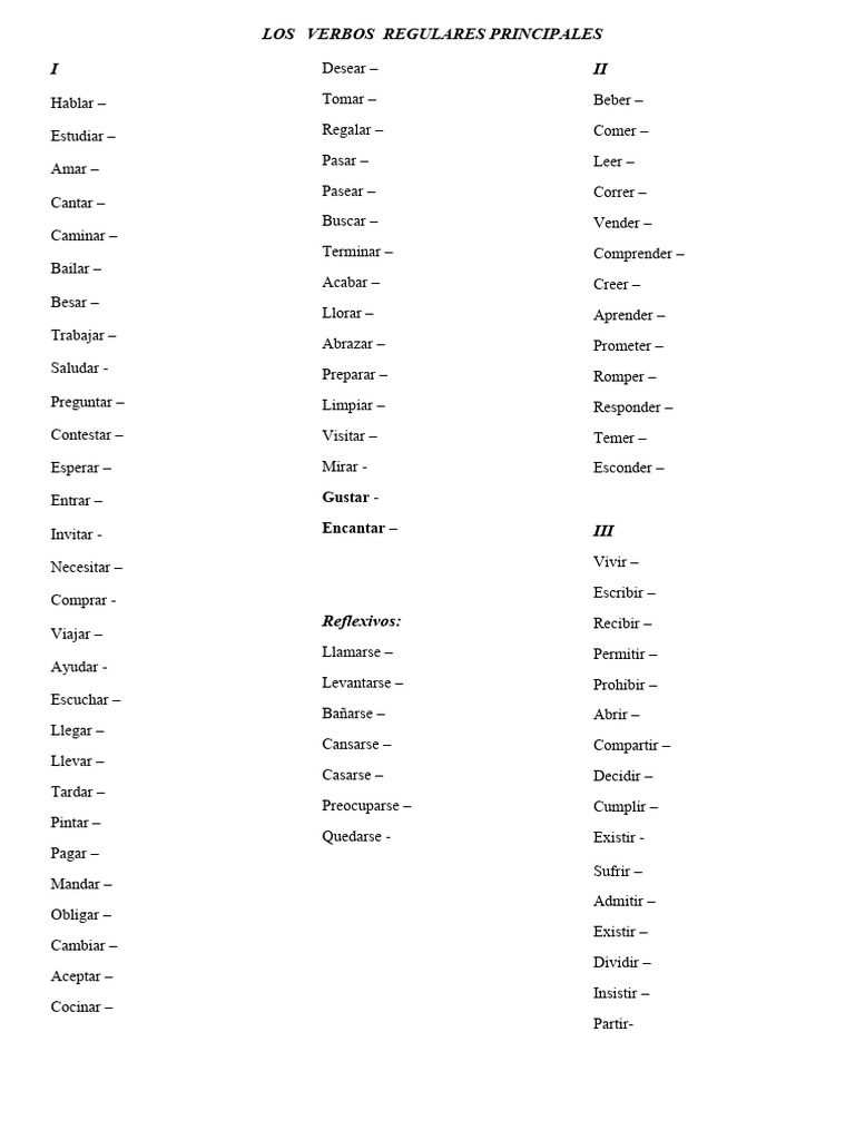 Verbos Principales | PDF