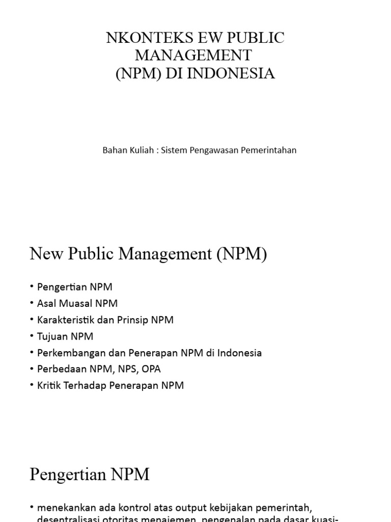 Penerapan RB NPM Di Indonesia | PDF
