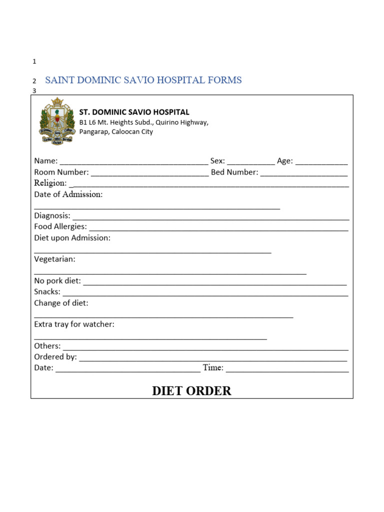 Complete Hopsital Forms Savio | PDF