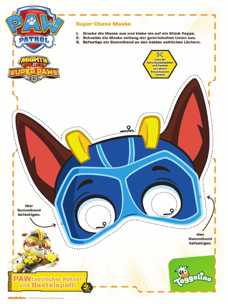 PAW Patrol Super-Chase-Maske Bastelvorlage | PDF