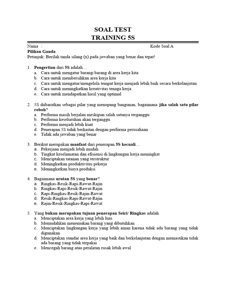 Contoh Soal 5S | PDF