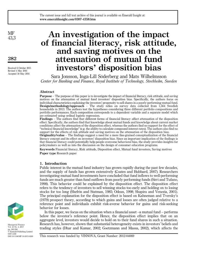 An Investigation of The Impact of Financial Literacy, Risk Attitude ...