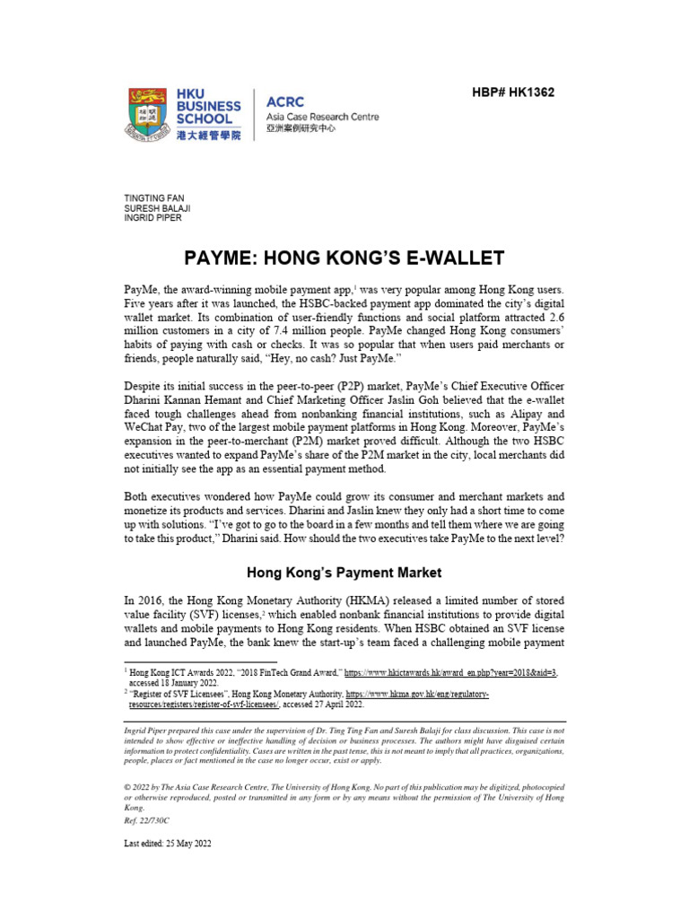 PayMe Hong Kongs E-Wallet | PDF | Credit Card | Visa Inc.