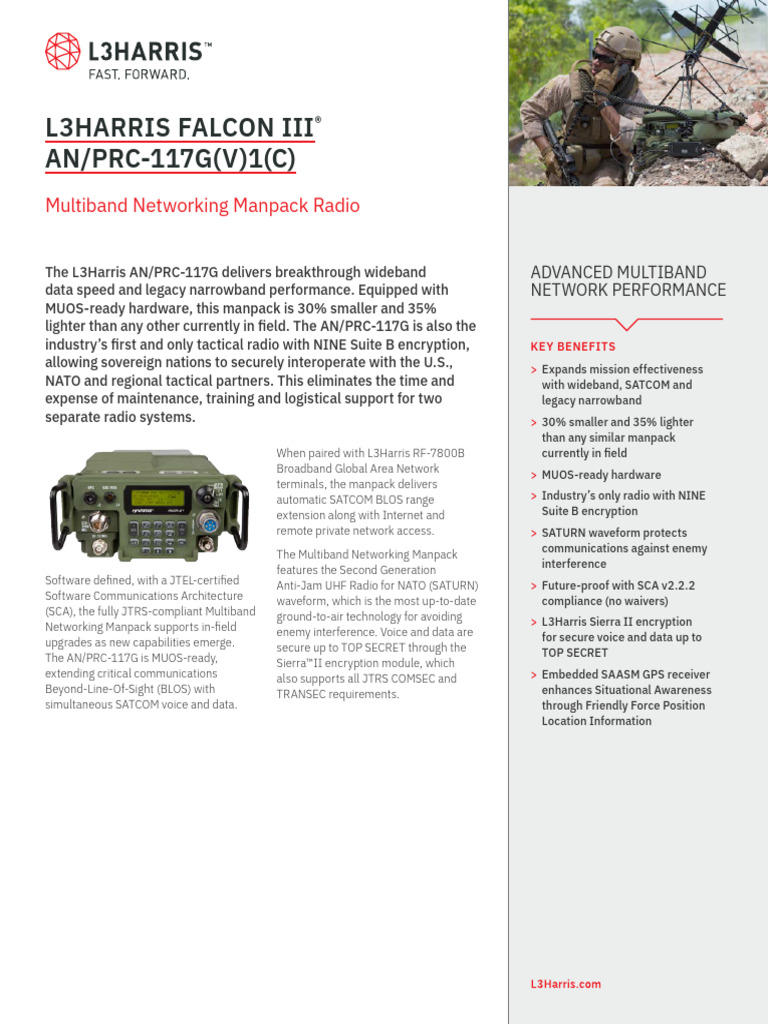 Cs Tcom An PRC 117g Multiband Networking Manpack Radio Datasheet | PDF ...