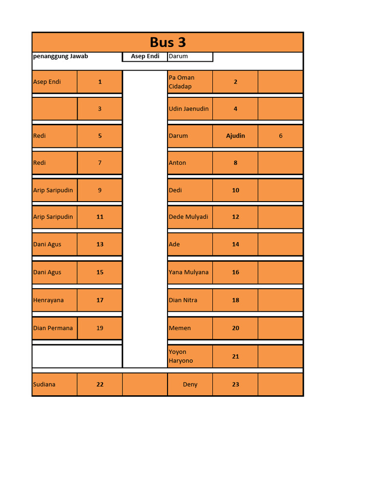 Denah Korsi Mobil Bus | PDF