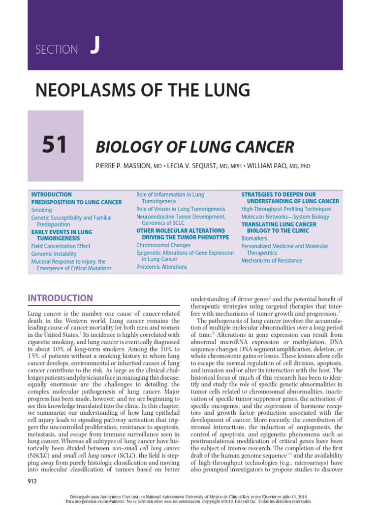 Biology of Lung Cancer | PDF