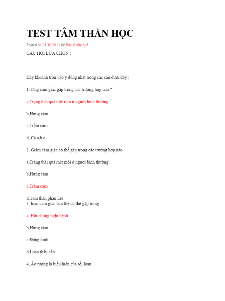 .13 TEST TÂM THẦN | PDF