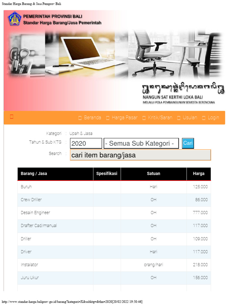 Standar Harga Barang & Jasa Pemprov Bali | PDF | Teknologi & Rekayasa