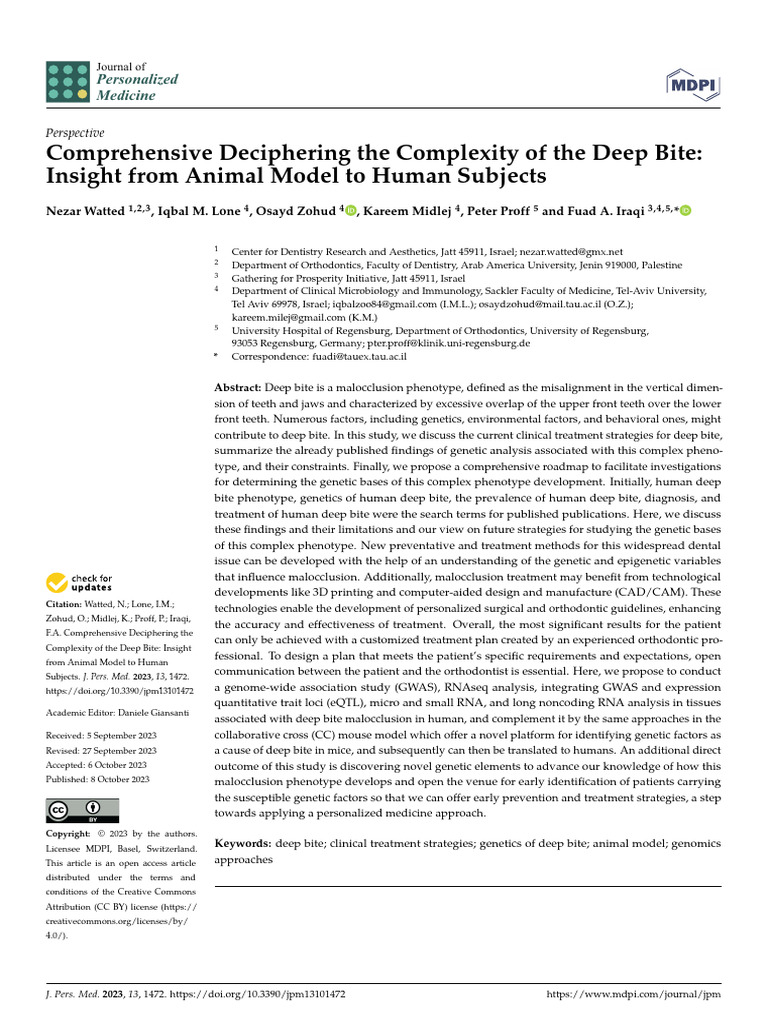 Comprehensive Deciphering The Complexity of The Deep Bite | PDF | Genetics | Dentistry Branches