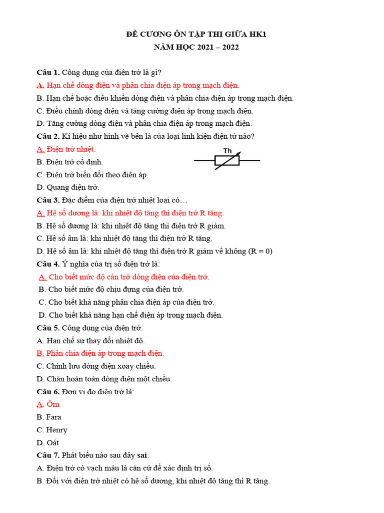 Đề cương giữa hk1 NH 21 22 CN 12 | PDF