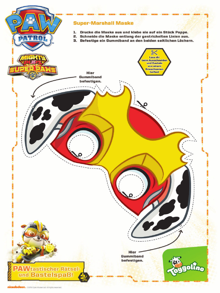 PAW Patrol Super-Marshall-Maske Bastelvorlage | PDF