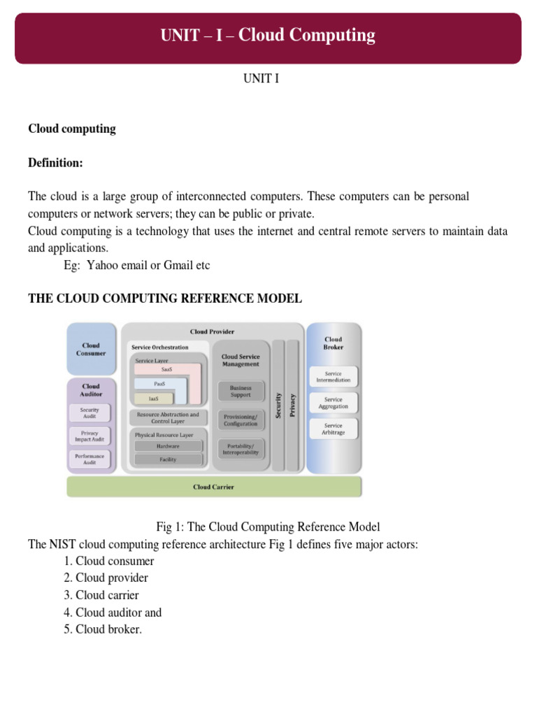 Cloud Computing Unit - 1 & 2 Notes | PDF