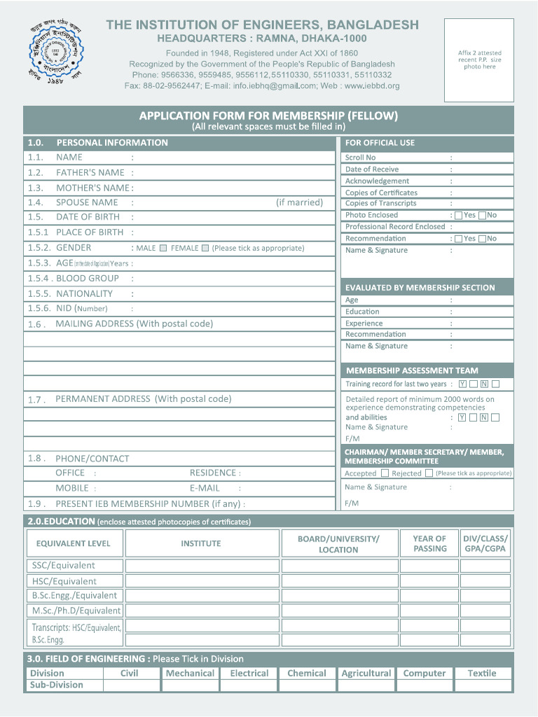 Final Membership Form Fellow | PDF