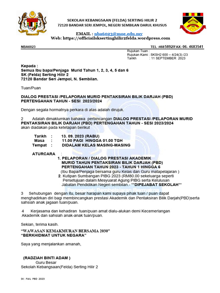 Surat Jemputan Dialog PBD 2023 | PDF