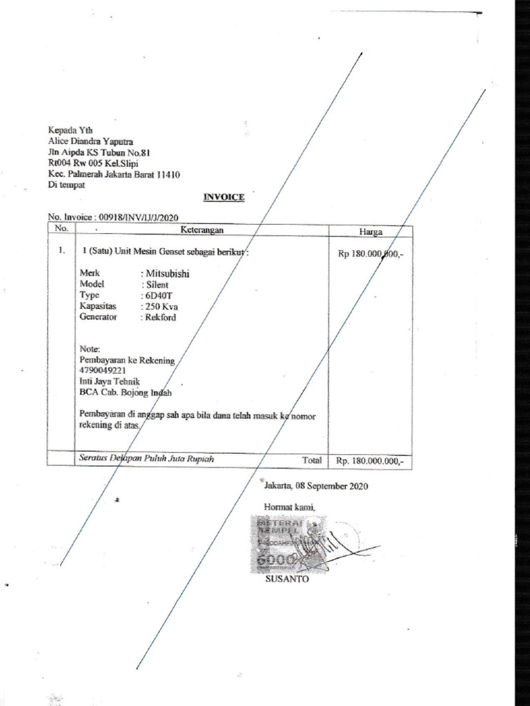 INVOICE GENSET.. | PDF