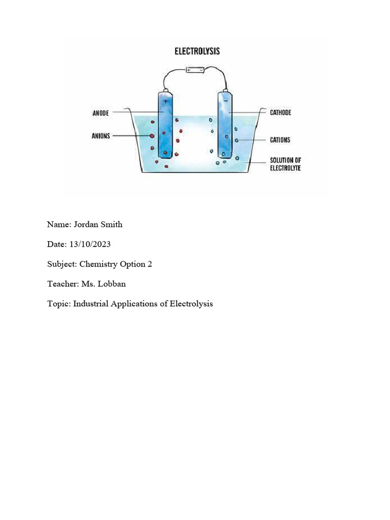 Electrolysis Project (1) | PDF | Anode | Cathode