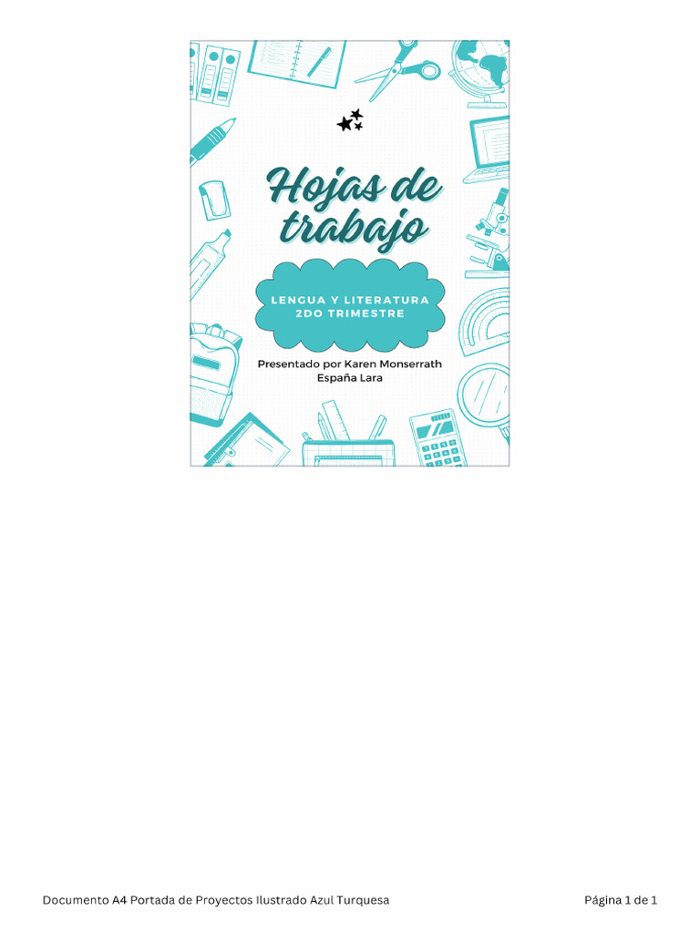 Documento A4 Portada de Proyectos Ilustrado Azul Turquesa | PDF