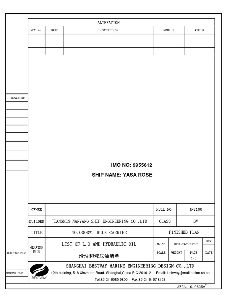 Ship Oil Chart | PDF | Engines | Crane (Machine)