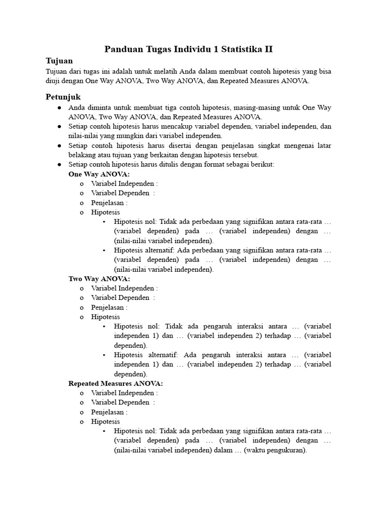 Panduan Tugas Individu Anova | PDF | Sains & Matematika