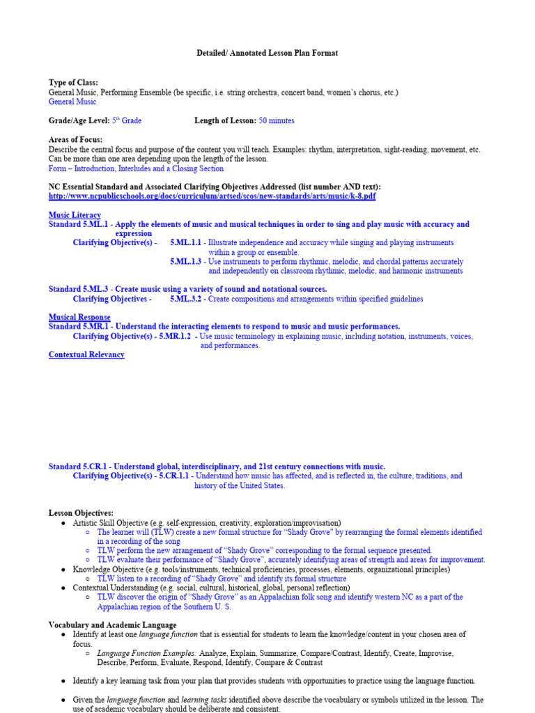 Lesson Plan General Music 2 | PDF | Learning Theory (Education) | Learning