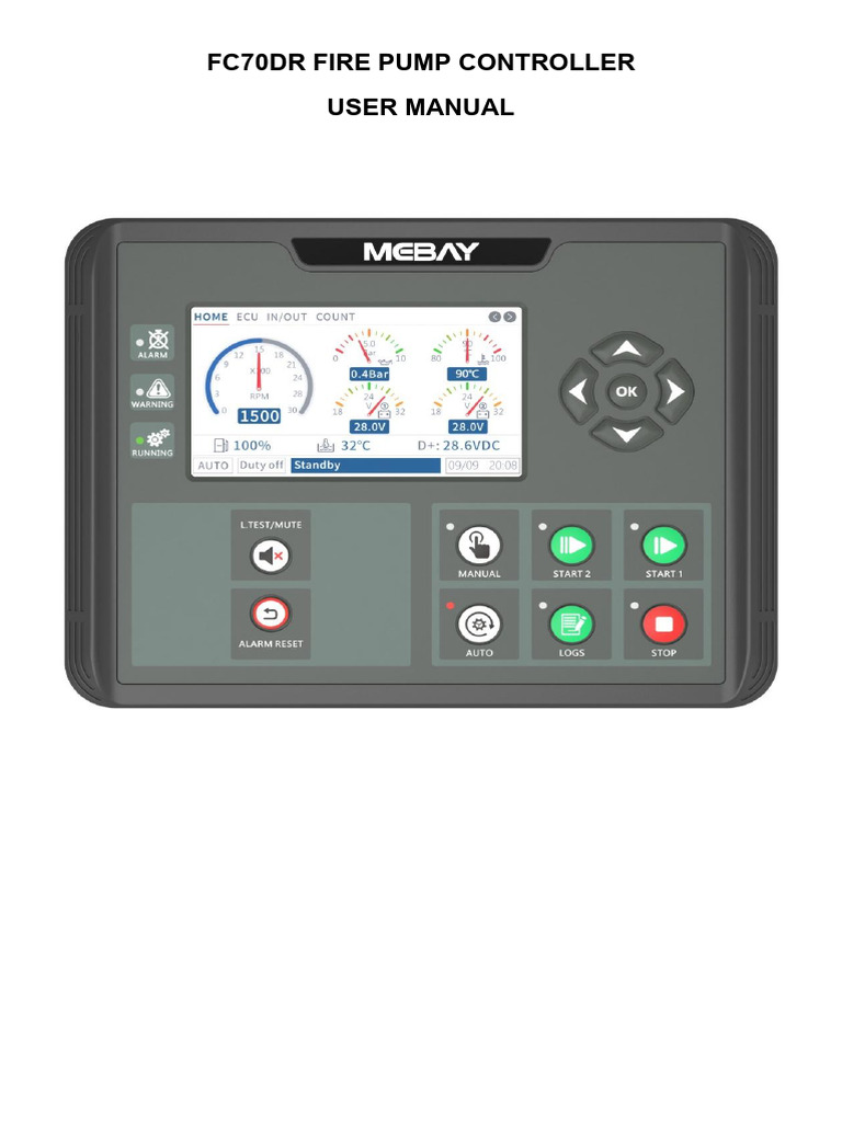 FC70DR Fire Pump Controller User Manual V1.0 | PDF | Battery Charger | Power Supply