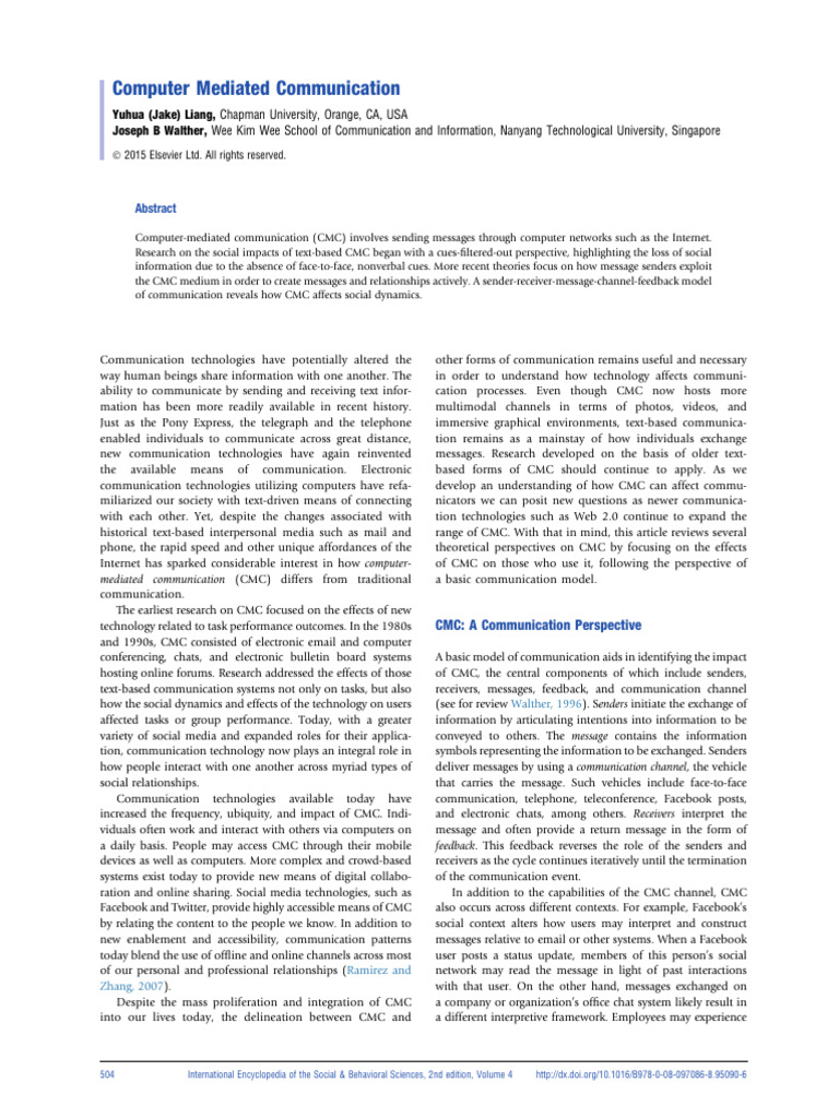Cmc | PDF | Communication | Computer Mediated Communication